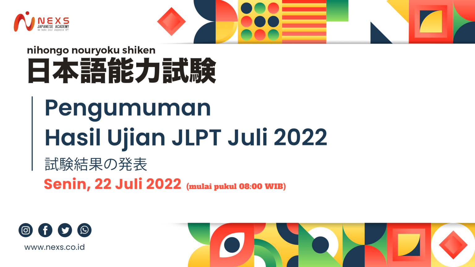 NEXS Academy | Pengumuman Hasil Ujian JLPT 2022
